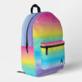 Pretty Watercolor Pink Rainbow Stripes Monogram Printed Backpack | Zazzle