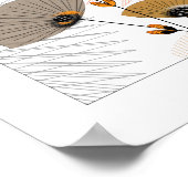 Pretty Whimsical Flowers Orange Black Picture Poster | Zazzle