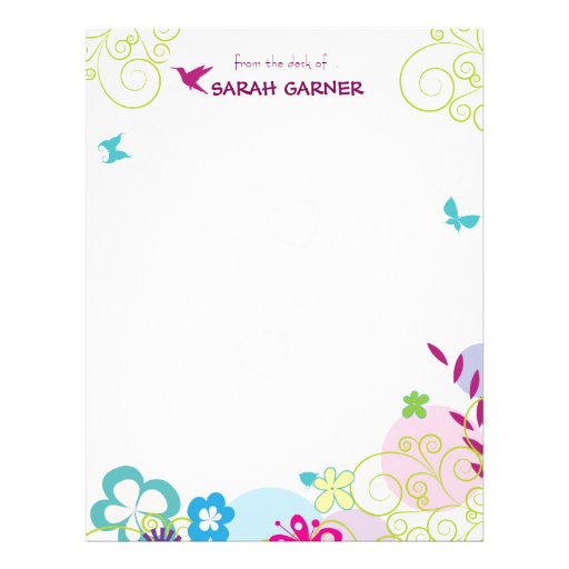 Pretty Whimsical Spring Flowers Writing Stationary Letterhead | Zazzle