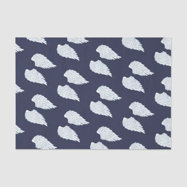 Pretty White Angel Wings & Navy Tissue Paper | Zazzle