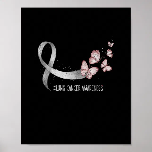 Pretty White Ribbon Support Lung Cancer Awareness. Poster | Zazzle