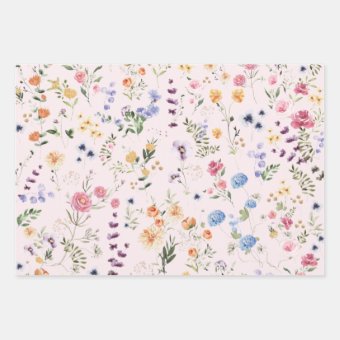 Pretty Wildflower Meadow Botanical Floral Garden Wrapping Paper Sheets ...