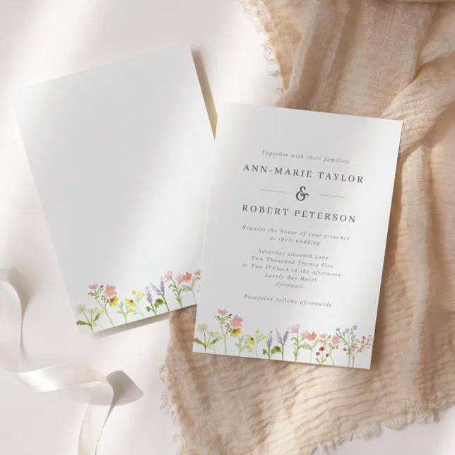 Pretty Wildflowers Cottagecore Wedding Invitation | Zazzle