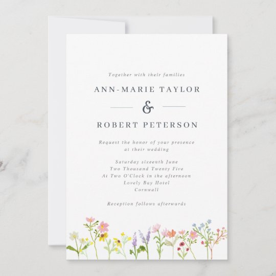 Pretty Wildflowers Cottagecore Wedding Invitation | Zazzle.com