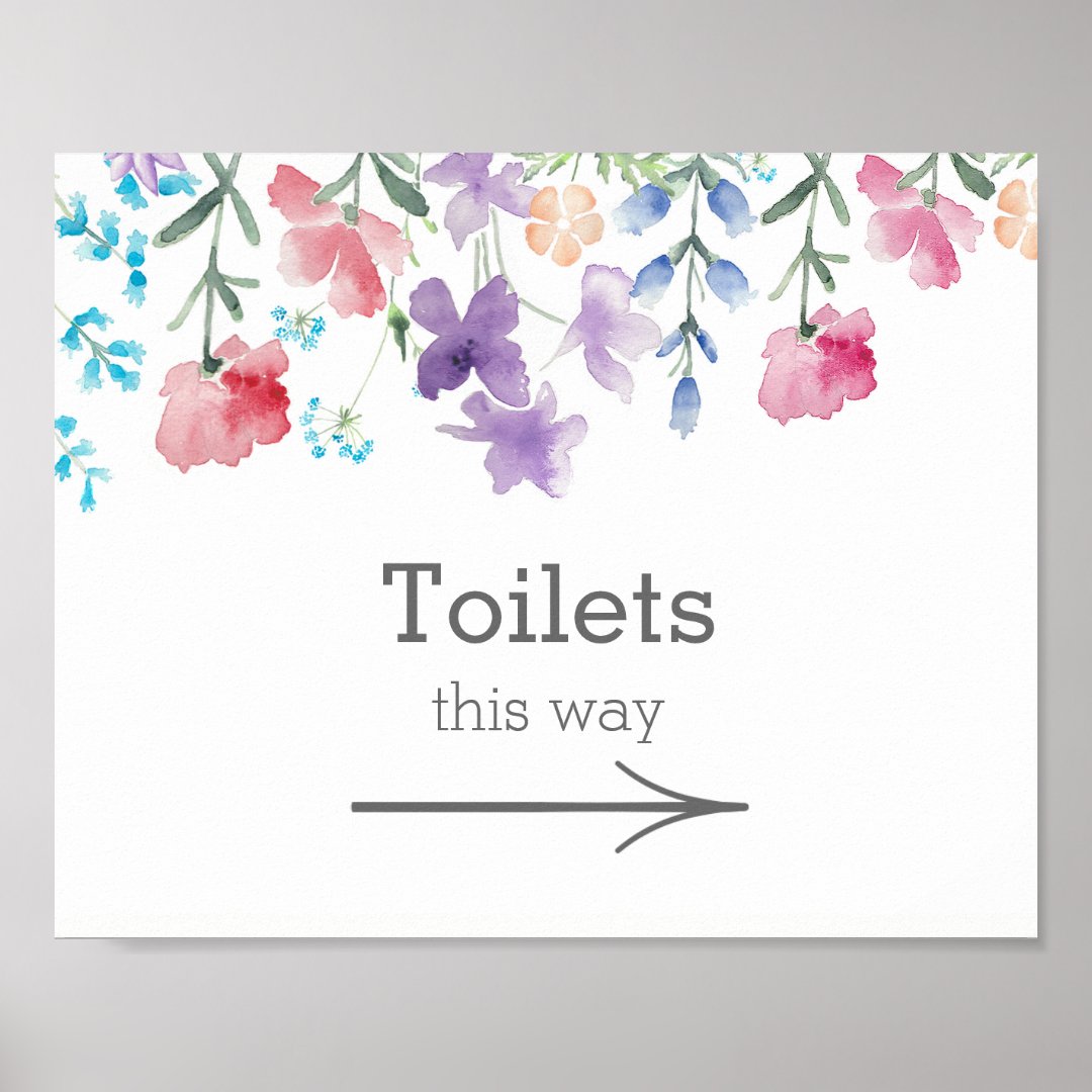 Pretty Wildflowers | Garden Wedding Toilets Sign | Zazzle