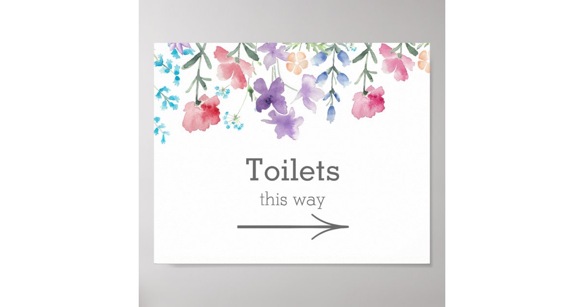 Pretty Wildflowers | Garden Wedding Toilets Sign | Zazzle