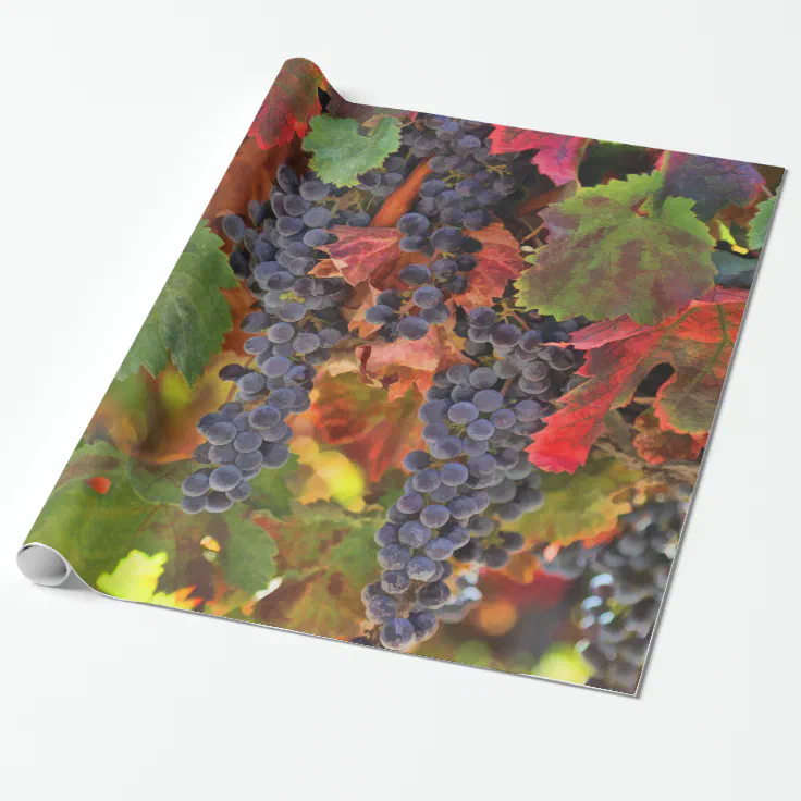 Pretty Wine Grape Vineyard Wrapping Paper | Zazzle