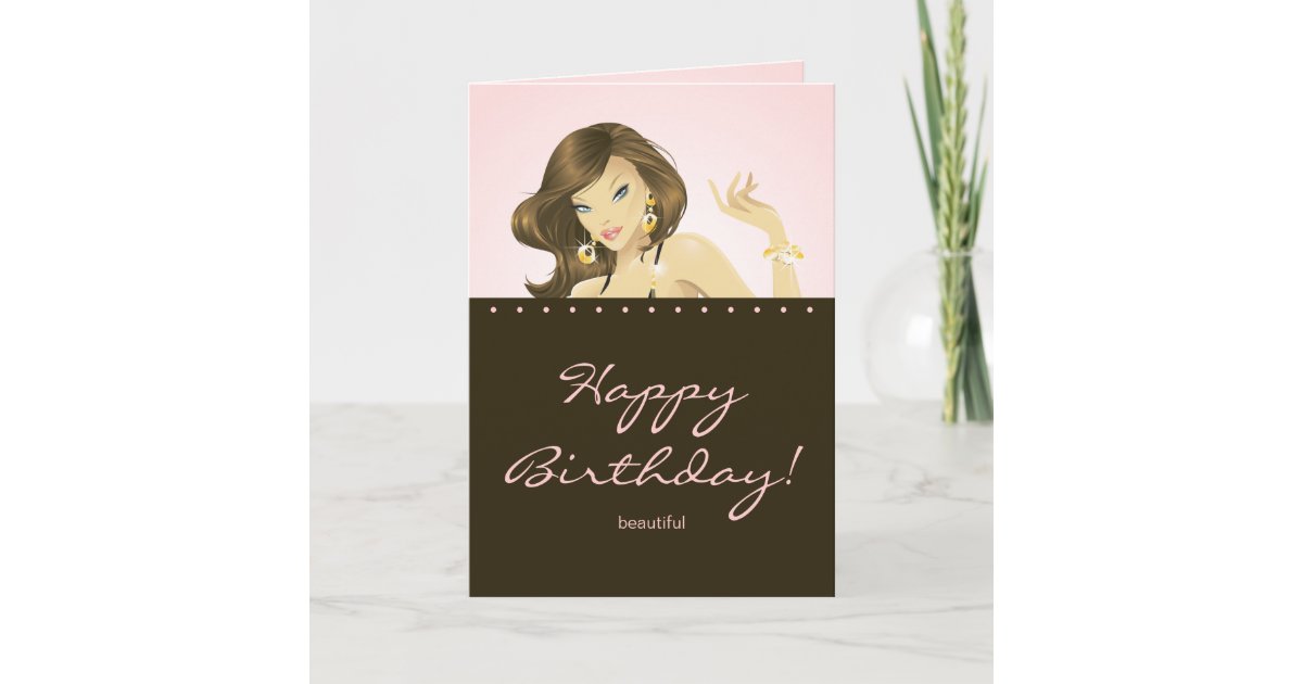 Pretty Woman Birthday Card Pink | Zazzle.com