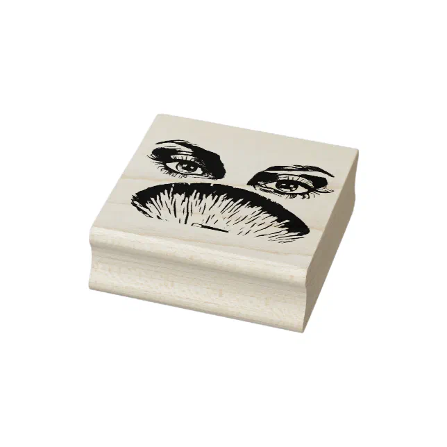 Pretty woman Face Eyes lips Makeup Brush Art Rubber Stamp | Zazzle