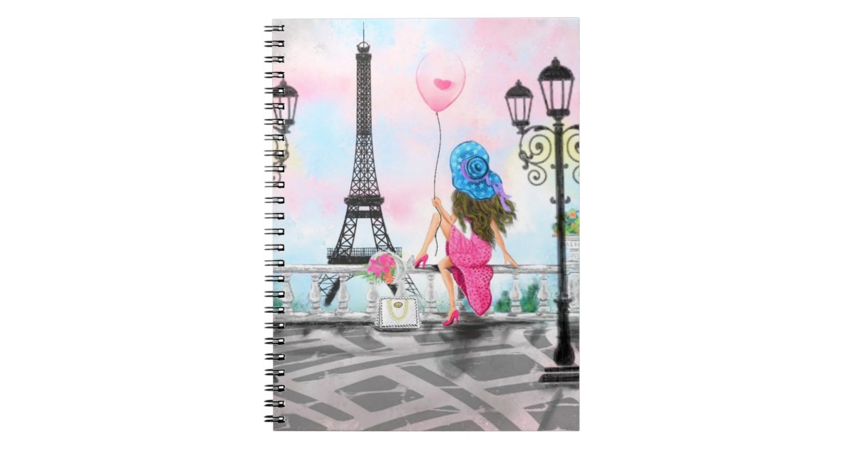 Pretty Woman In Paris Notebook with Eiffel Tower | Zazzle