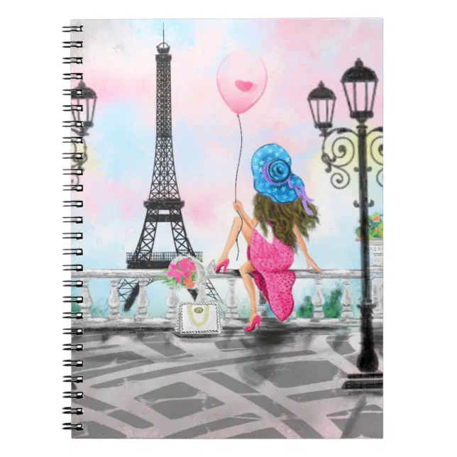 Pretty Woman In Paris Notebook with Eiffel Tower | Zazzle
