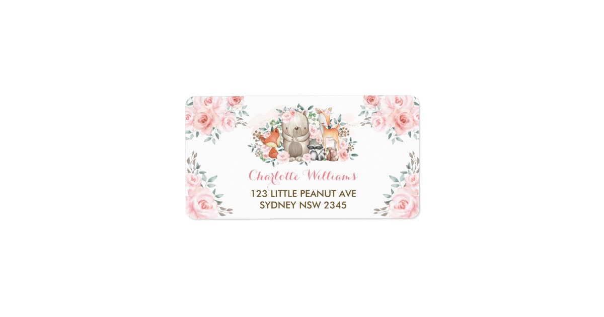 Pretty Woodland Forest Pink Floral Return Address Label | Zazzle