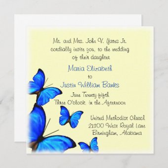 Pretty Yellow and Blue Wedding Invitation | Zazzle
