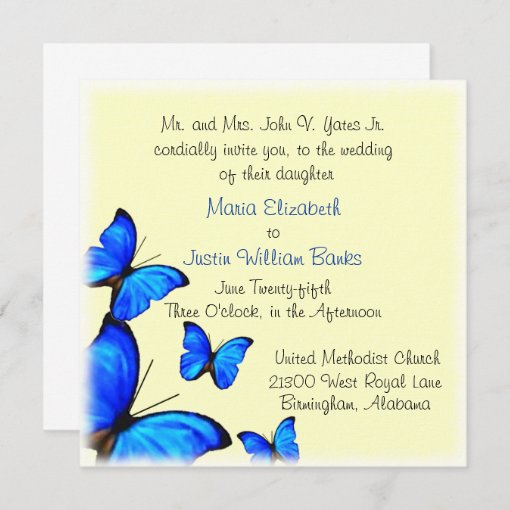 Pretty Yellow and Blue Wedding Invitation | Zazzle