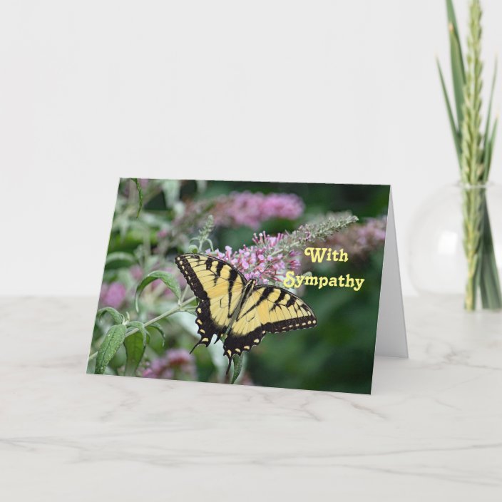 Pretty Yellow Butterfly Photo Sympathy Card | Zazzle.com
