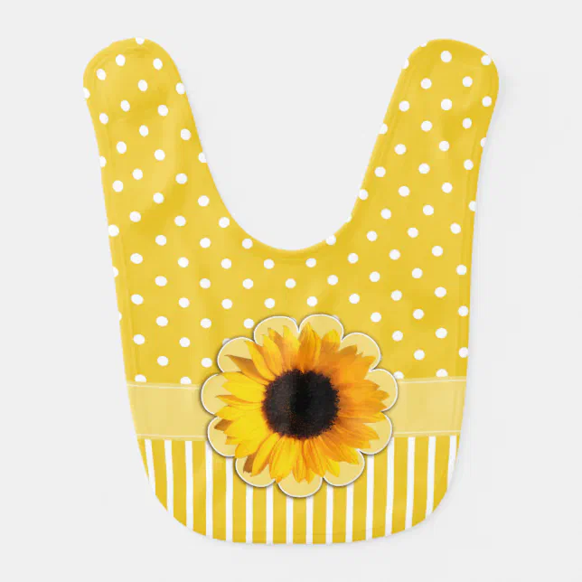 Pretty Yellow Patterns and Sunflower Baby Bib | Zazzle