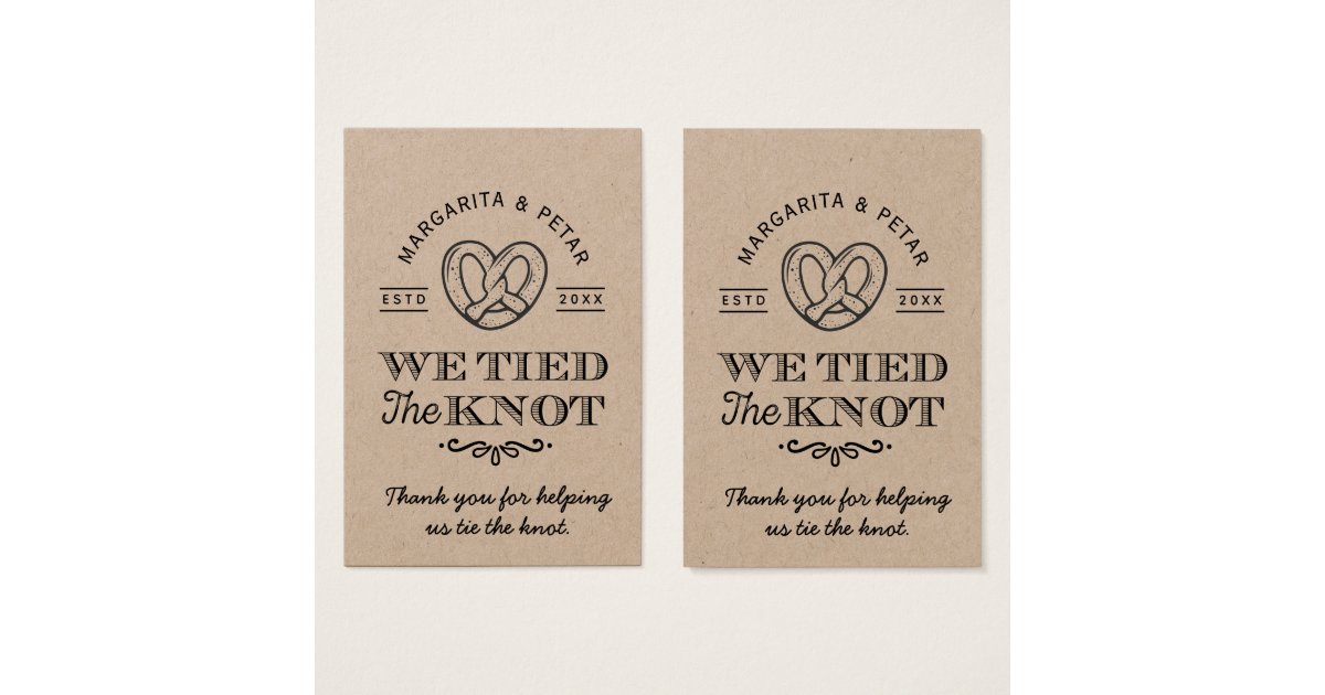 Pretzel We Tied The Knot Thank You Wedding Tags | Zazzle