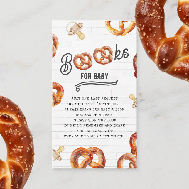Pretzels & Pacifiers Baby Shower Book Request Enclosure Card | Zazzle