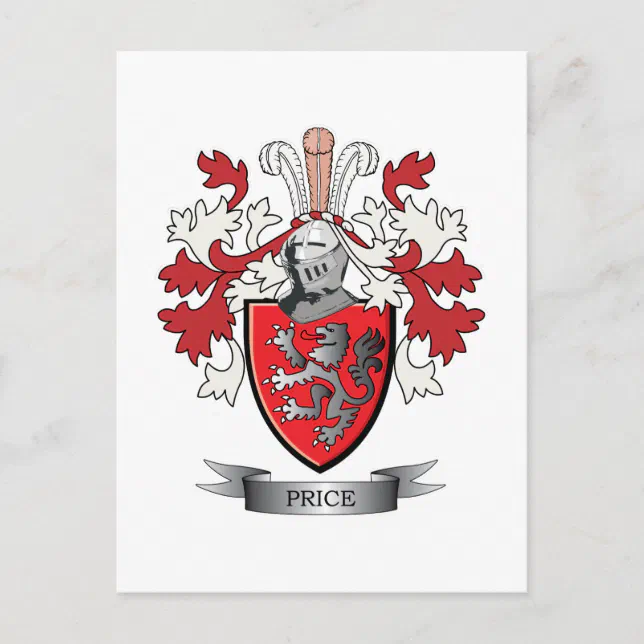 Price Family Crest Coat of Arms Postcard | Zazzle
