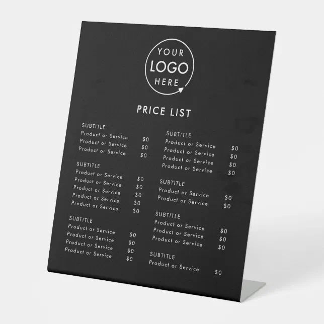Price List | Black Logo Business Professional Pedestal Sign | Zazzle