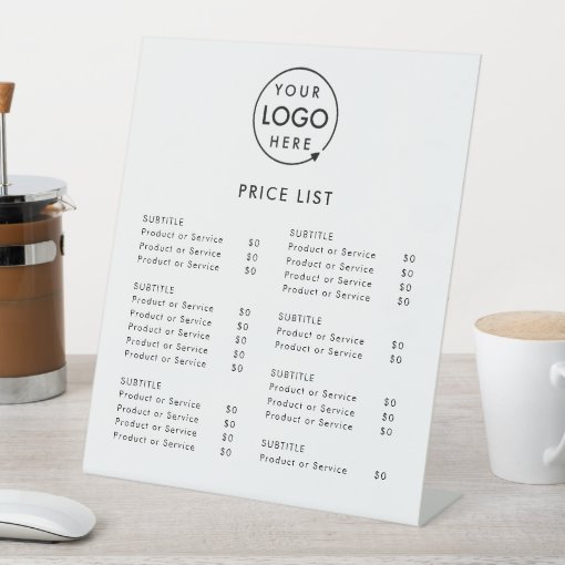 Price List | Business Logo Modern Minimalist Pedestal Sign | Zazzle