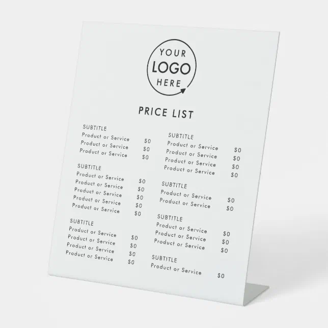 Price List | Business Logo Modern Minimalist Pedestal Sign | Zazzle