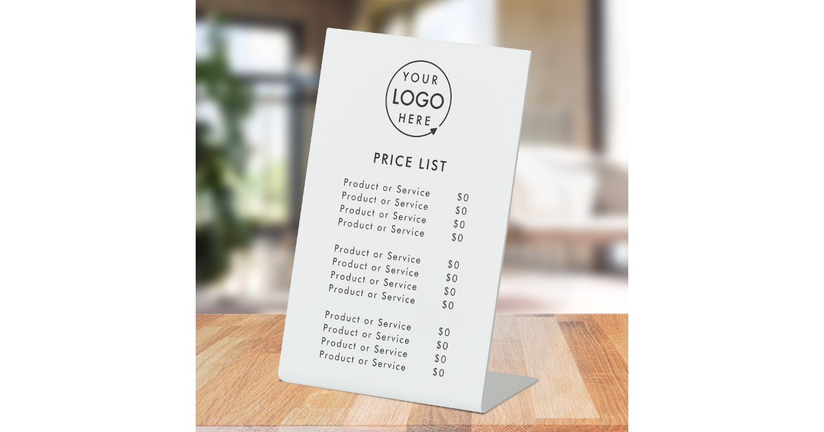 Price List | Business Logo Modern Minimalist Pedestal Sign | Zazzle