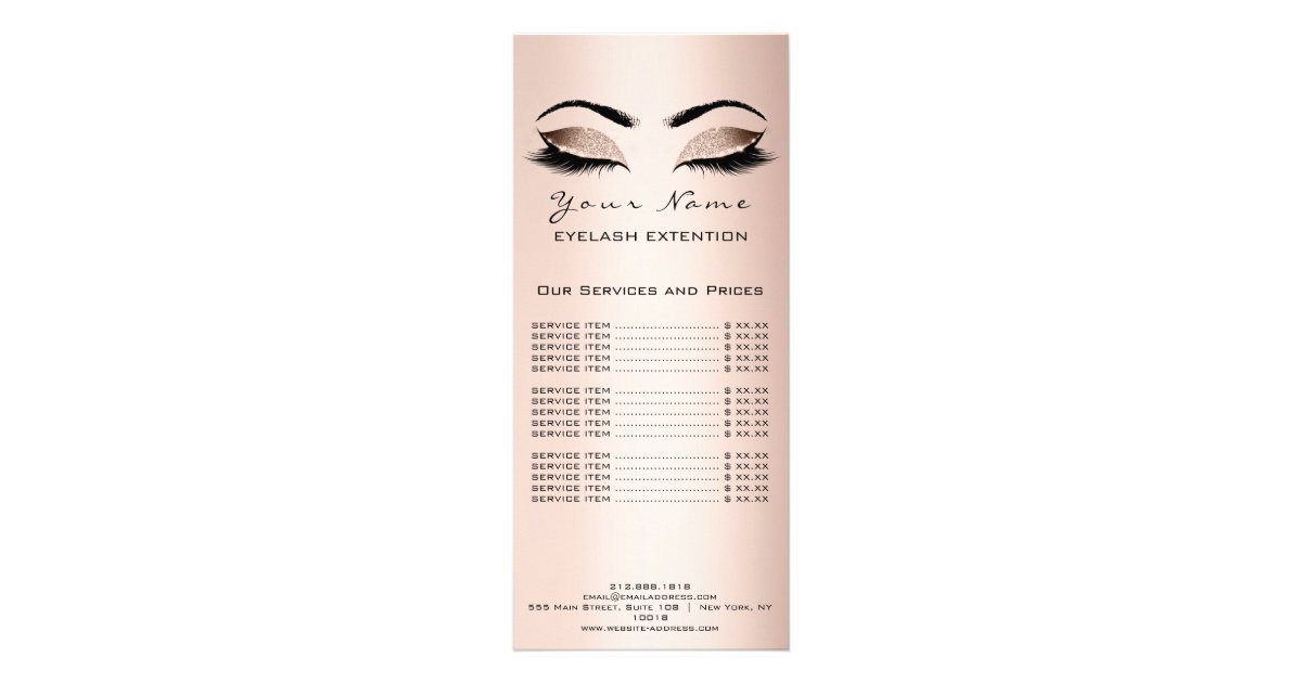 Price List Lashes Extension Makeup Artist Pink Rack Card Zazzle Price List Lashes Extension Makeup Artist Pink Rack Card Zazzle