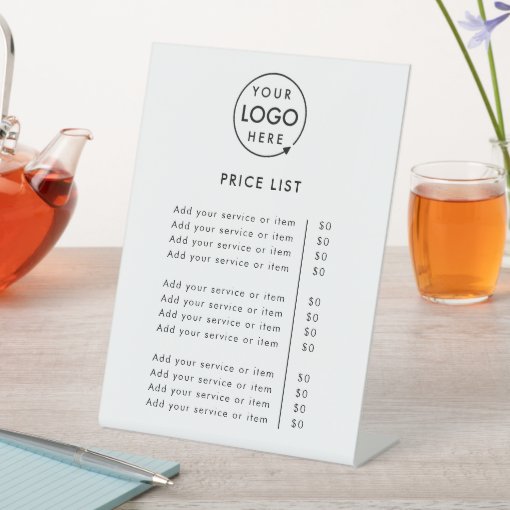 Price List | Logo Business Modern Professional Pedestal Sign | Zazzle