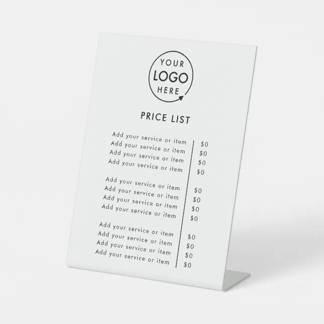 Price List | Logo Business Modern Professional Pedestal Sign | Zazzle