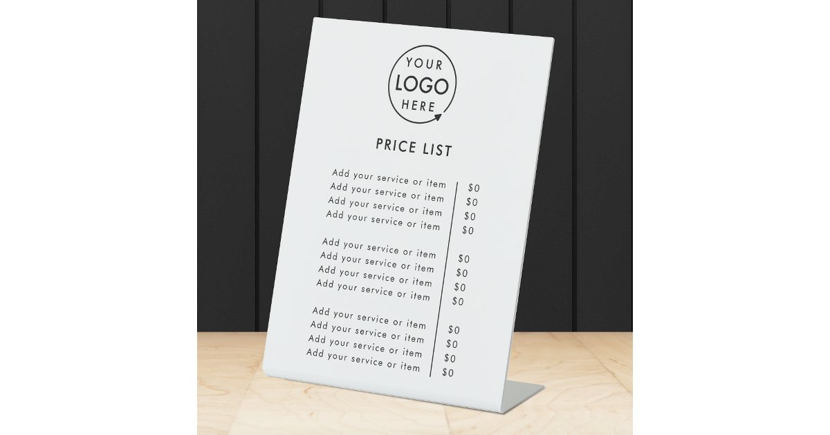 Price List | Logo Business Modern Professional Pedestal Sign | Zazzle