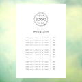Price List | Logo Business Modern Professional Window Cling | Zazzle