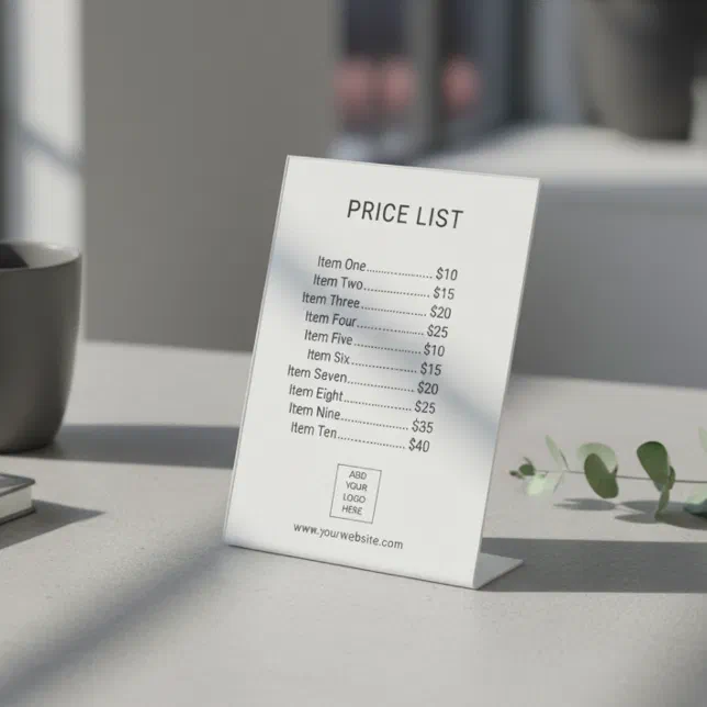 Price List Menu Business Custom Logo Pedestal Sign | Zazzle