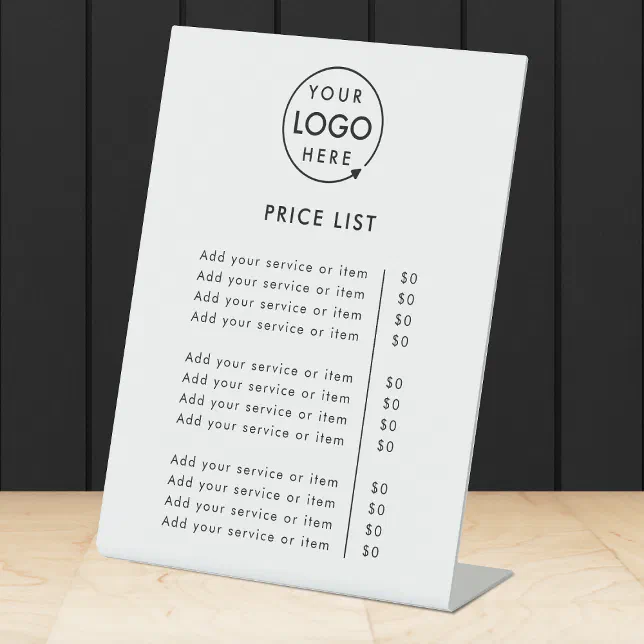 Price List Tabletop Sign | 6x8 DIY Branded Display | Zazzle