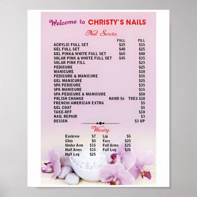 Price Nail Salon Posters | Zazzle