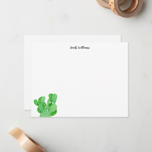 Prickly Pear Cactus Script Personalized Stationery Note Card | Zazzle