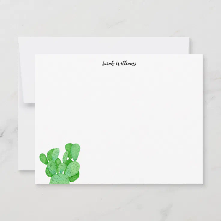 Prickly Pear Cactus Script Personalized Stationery Note Card | Zazzle