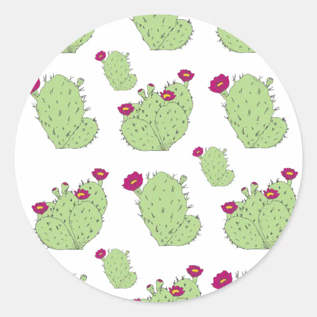 Prickly Pear Pattern Texas State Plant Cactus Love Classic Round ...