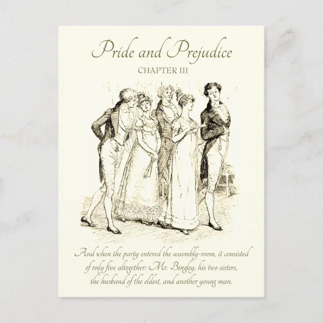 Pride and Prejudice Bingley Darcy Ball Entrance Postcard | Zazzle