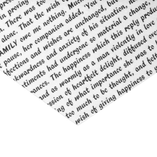 Pride and Prejudice Text Tissue Paper | Zazzle