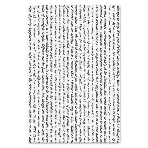 Pride and Prejudice Text Tissue Paper | Zazzle
