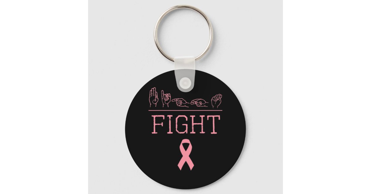 Pride Asl Fight Breast Cancer Awareness Ribbon Gif Keychain | Zazzle