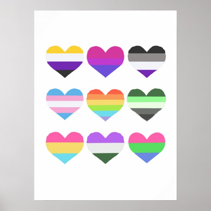 Pride Flag Hearts Poster | Zazzle.com
