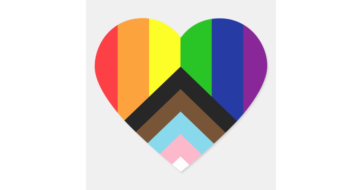 Pride Flag Reboot - trans and POC inclusive Heart Sticker | Zazzle
