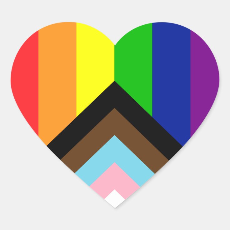 Pride Flag Reboot - trans and POC inclusive Heart Sticker | Zazzle