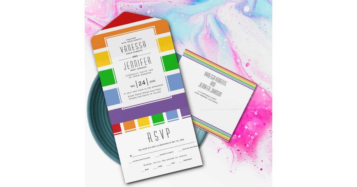 Pride flag stripes gay, lesbian wedding all in one all in one ...