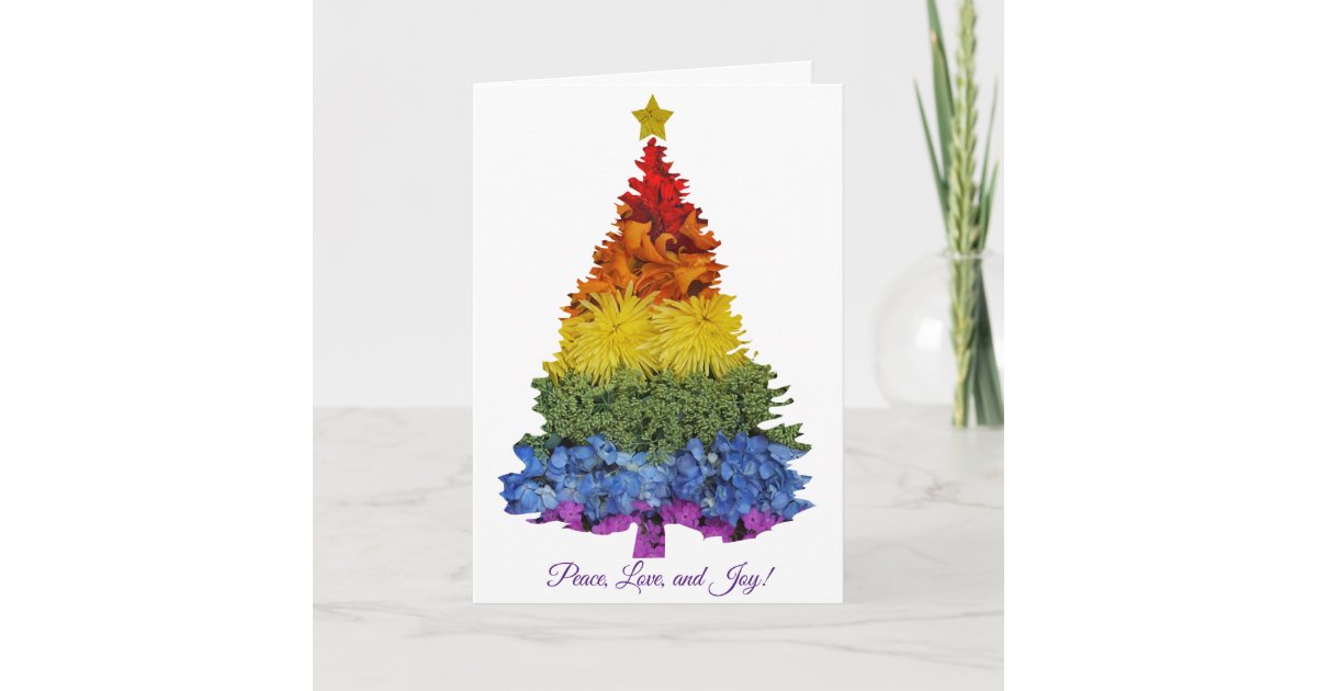 Pride Flowers Christmas tree Holiday Greeting Card | Zazzle