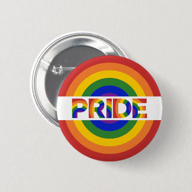 PRIDE Geometric Rainbow Bullseye Button | Zazzle