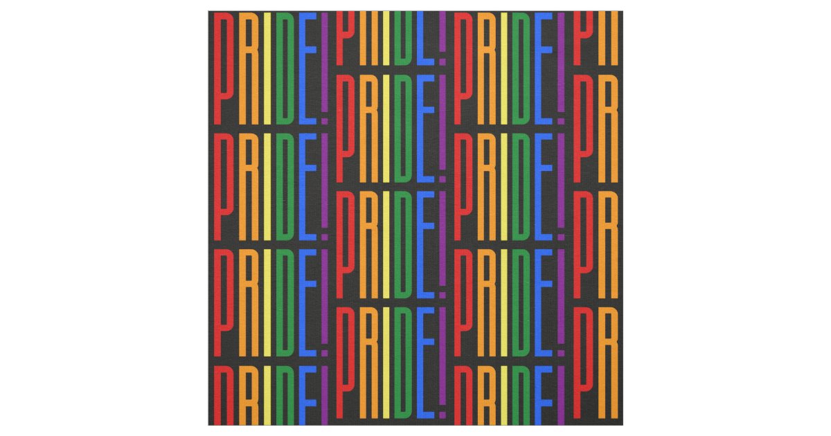 Pride! LGBT Rainbow Flag Colors Typography Logo Fabric | Zazzle