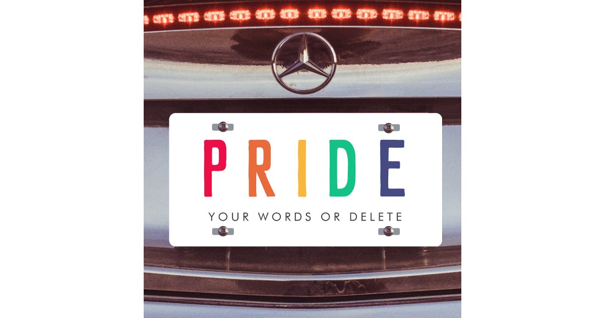 Pride | LGBTQ Gay Modern Rainbow License Plate | Zazzle